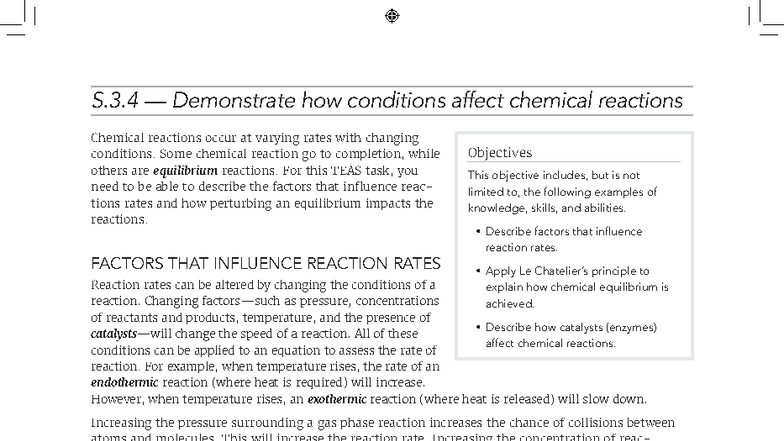 ATI TEAS Study Manual: Factors Influencing Chemical Reactions - Studocu
