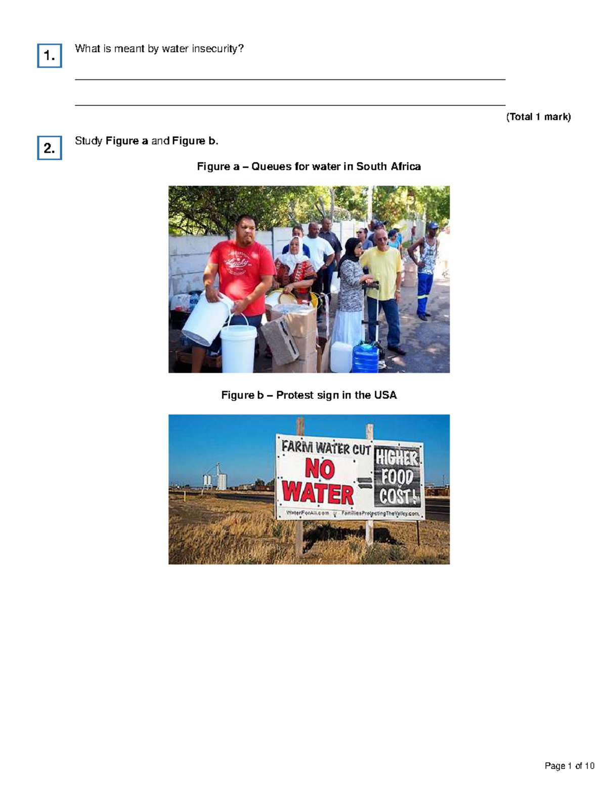 Water Insecurity: Economic and Social Impacts Analysis (GEOG 101) - Studocu
