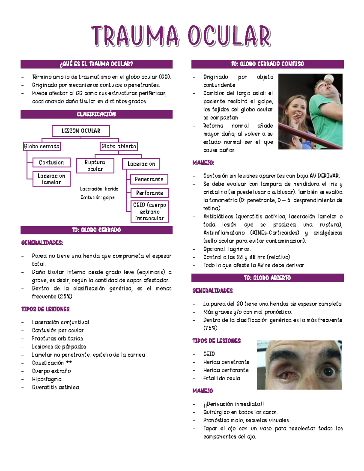 Trauma ocular - ¿QUÉ ES EL TRAUMA OCULAR? Término amplio de traumatismo ...