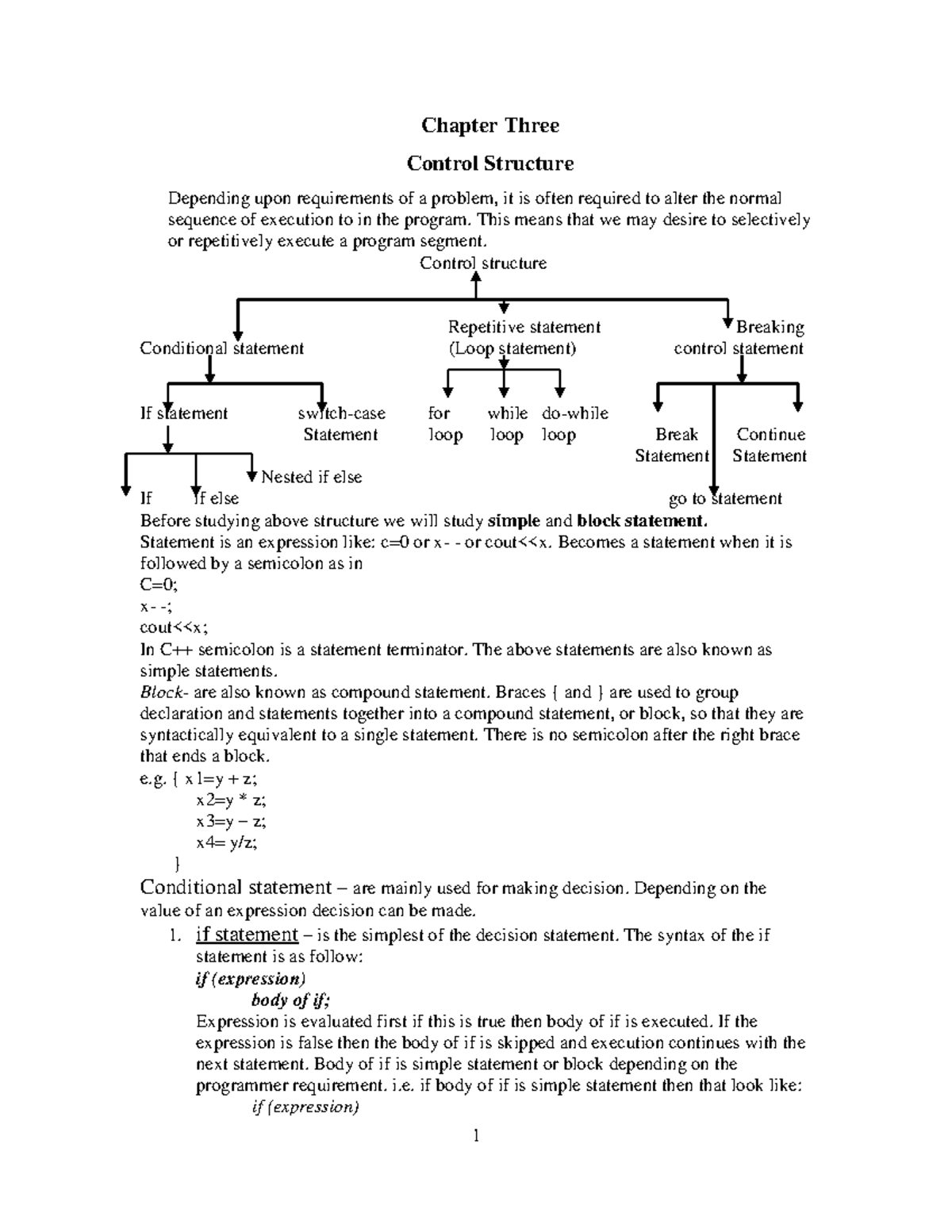 Chapter 3: Control Structures in Computer Programming (CS101) - Studocu
