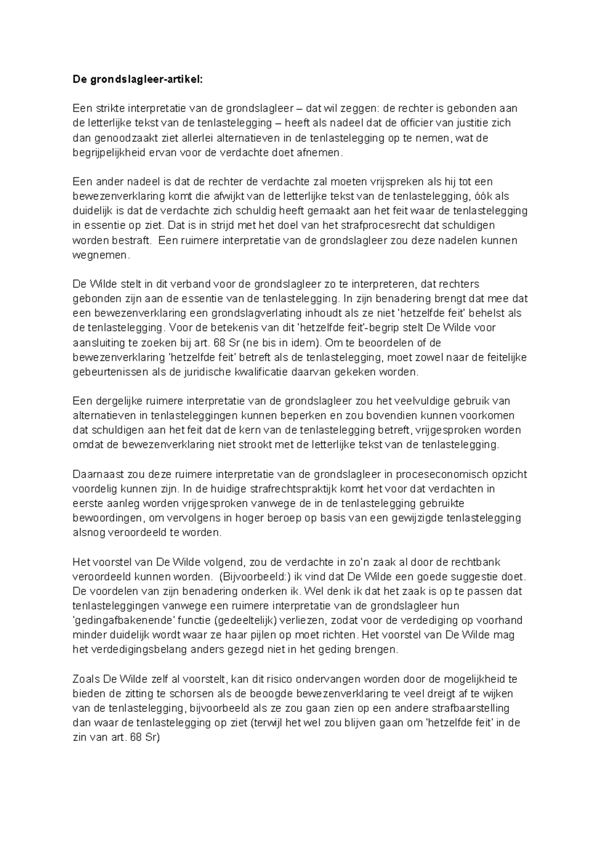 Grondslagleer Analyse: Interpretatie en Toepassing in Strafrecht ...