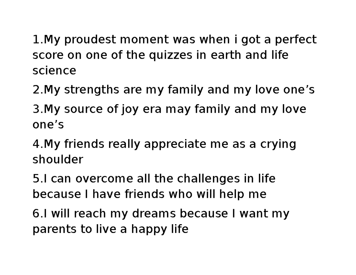 11 - reviewer - education - 1 proudest moment was when i got a perfect ...
