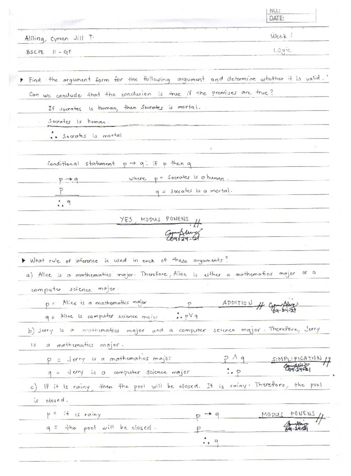 Discrete Mathematics - Logic Practice Problems - BS Computer ...
