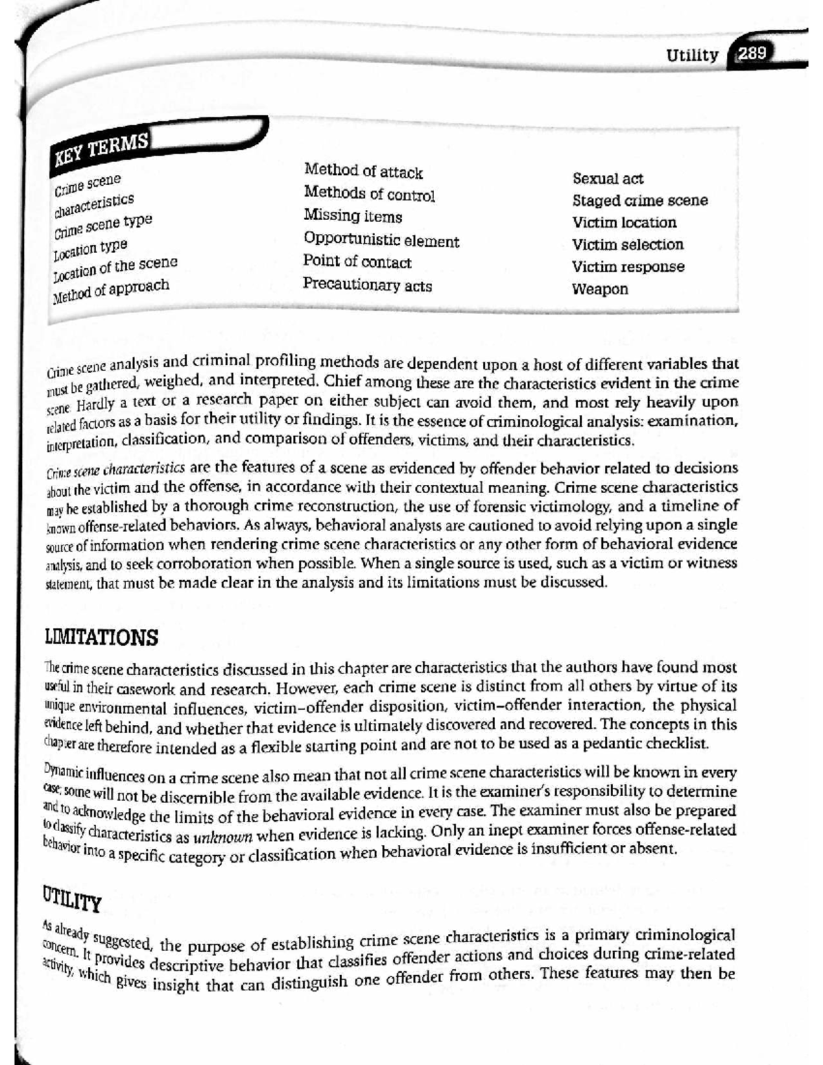Final Exam Study Guide for ABC 101: Crime Scene Characteristics and ...