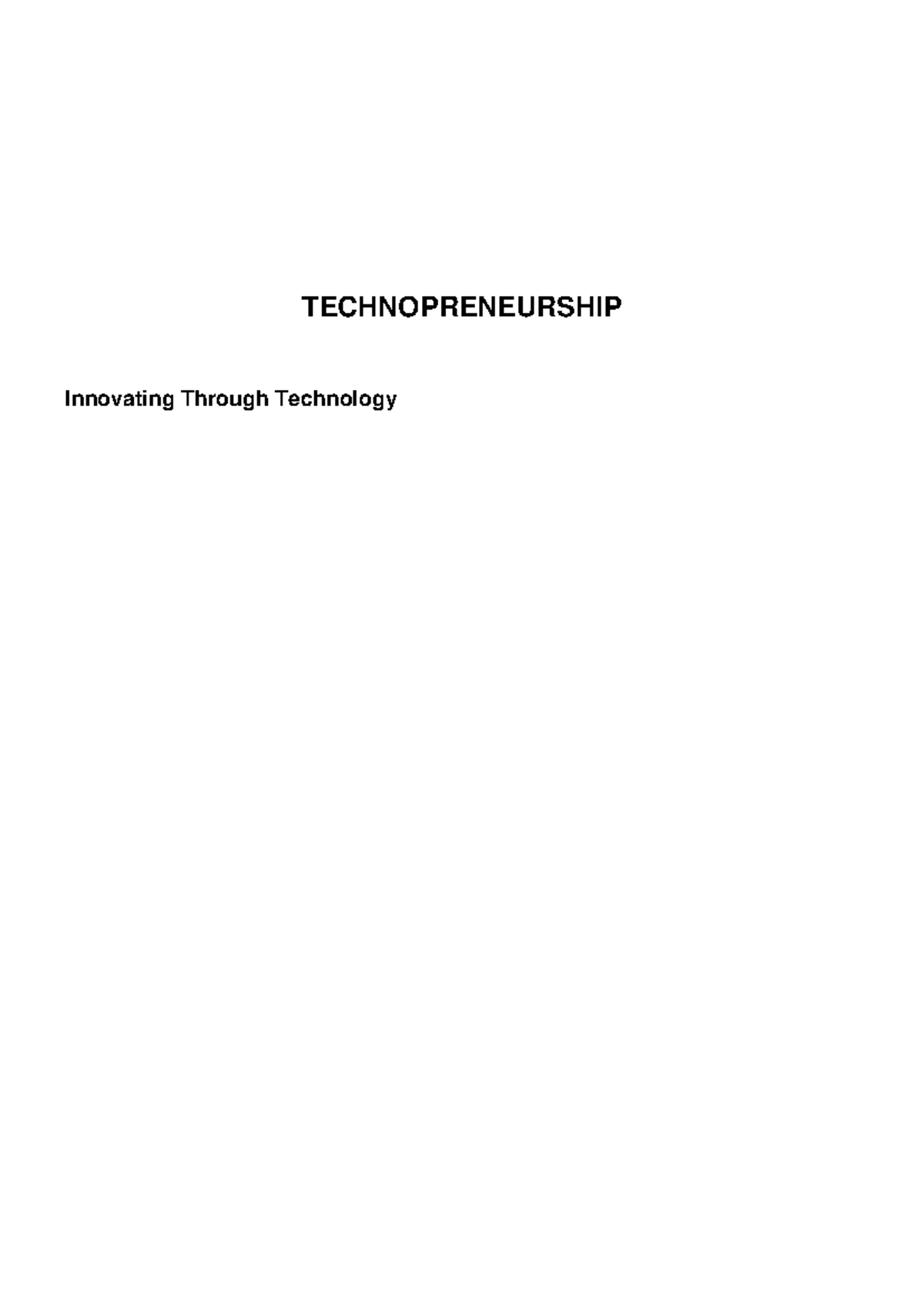TECH 101: Technopreneurship Presentation on Innovation & Technology ...