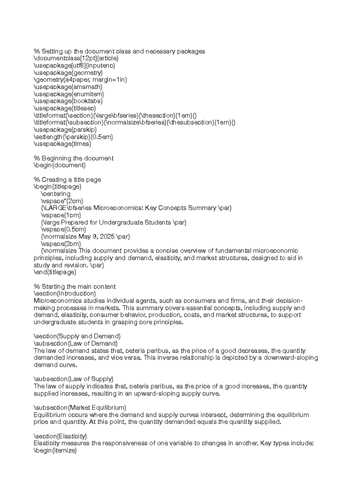 Microeconomics: Key Concepts Summary for Undergrad Students - Studocu