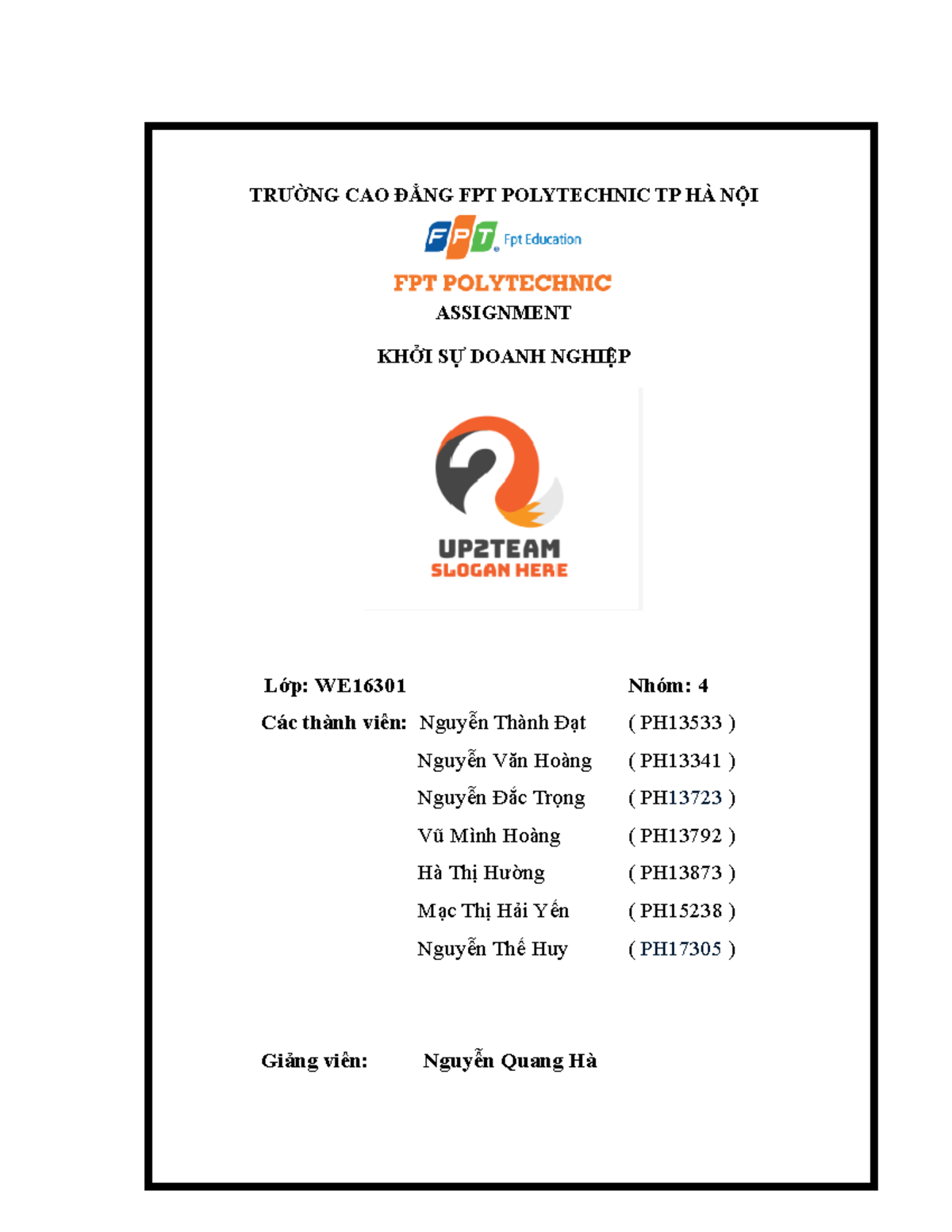 ASM KSDN Nhom4 - Final Project on Entrepreneurship Studies - Studocu