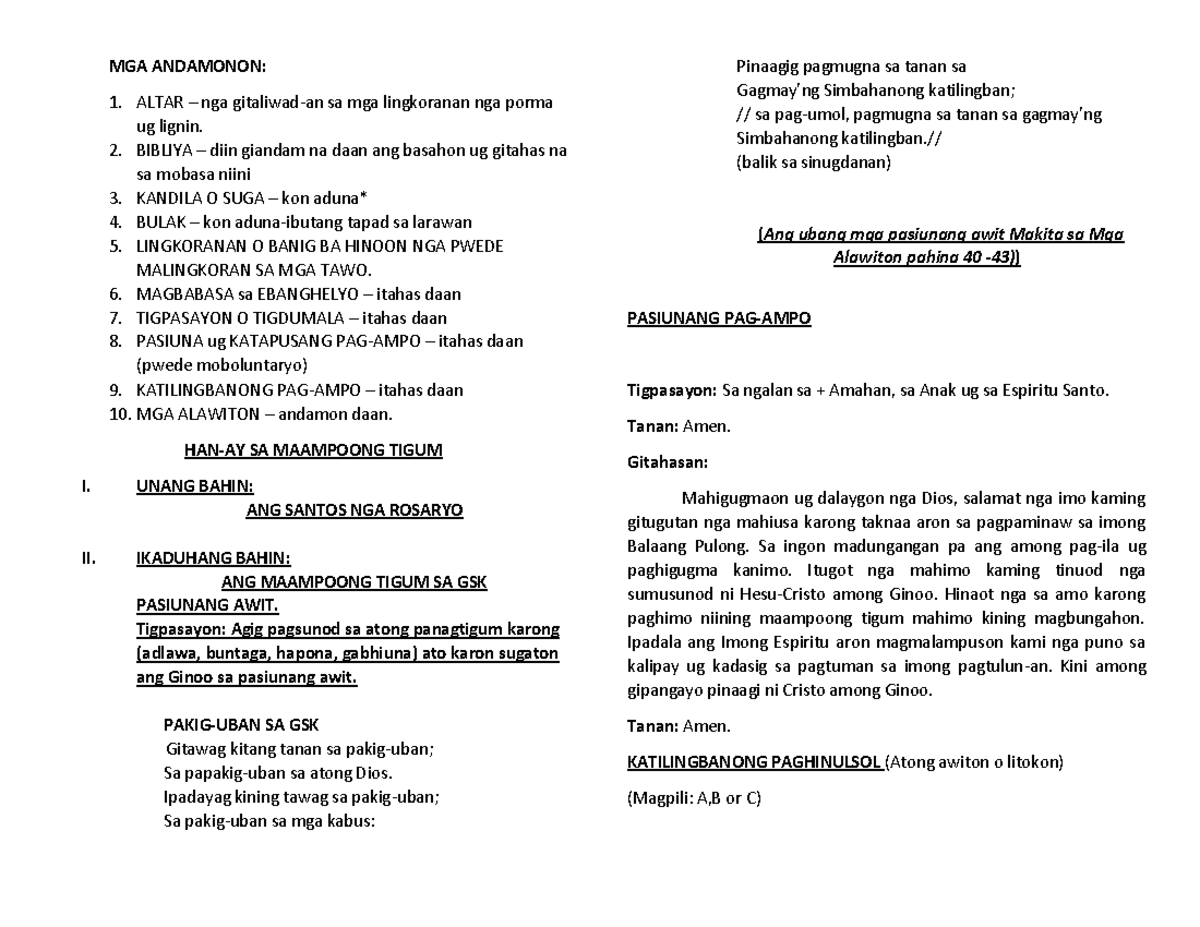 MGA ANDAMONON PARA SA MAAMPOONG TIGUM (GSK) - Studocu