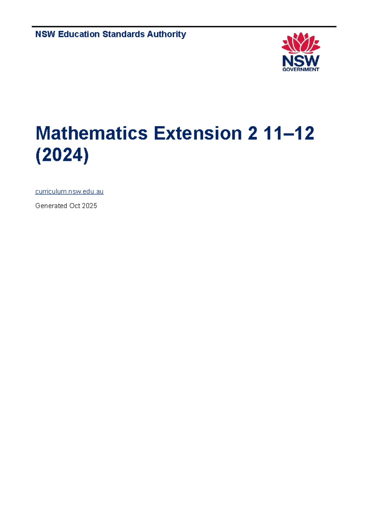 Mathematics Extension 2 (2024) HSC Syllabus Overview - Studocu