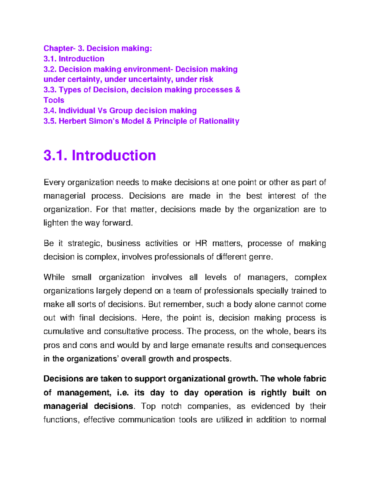 Chapter- 3 decision making - Chapter- 3. Decision making: 3 ...
