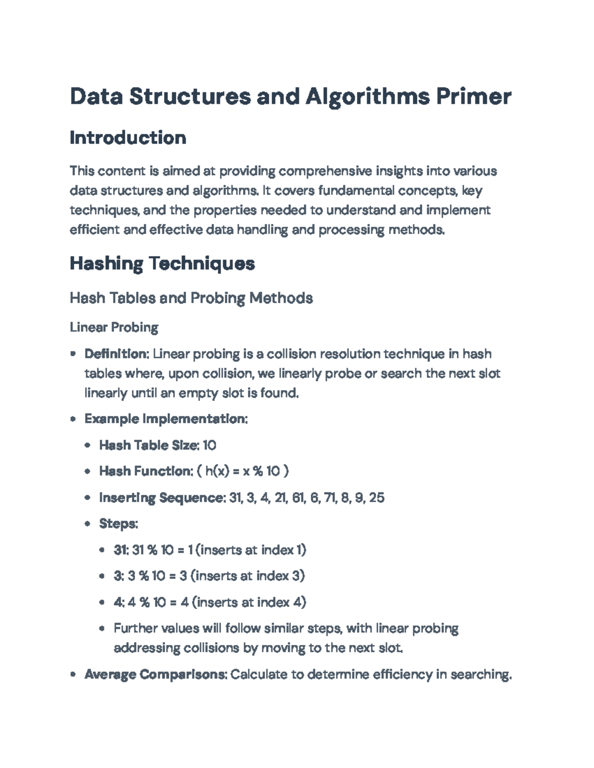 Data Structures and Algorithms (CS101) Insights: Hashing, Trees ...