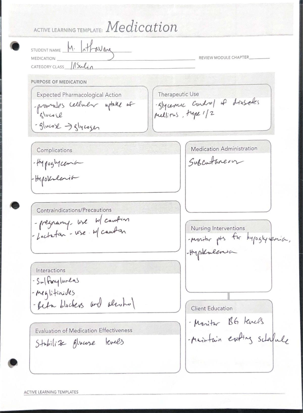 ACTIVE LEARNING TEMPLATE: Endocrine Med Cards - Pharm Review - Studocu