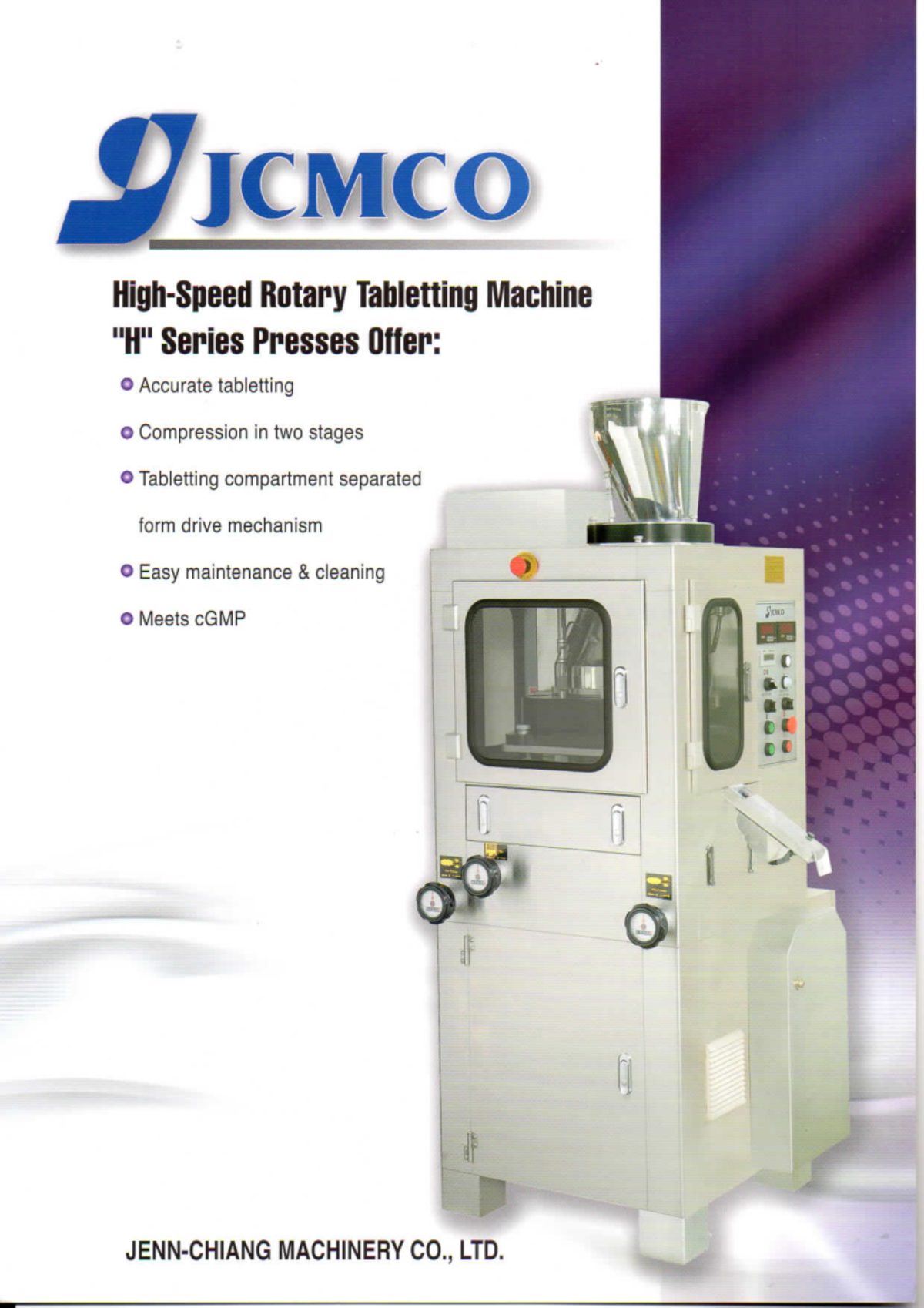 JCMCO H Series Rotary Tablet Press: Specs & Features Overview - Studocu