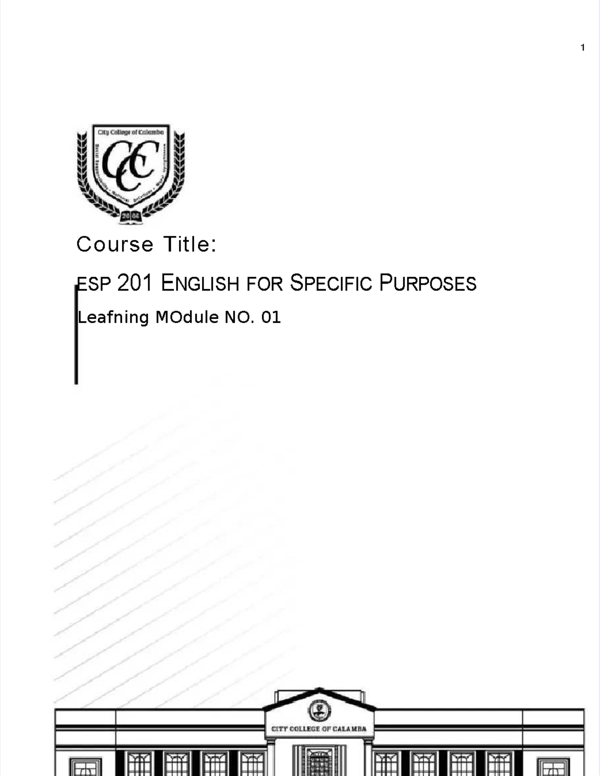 ESP 201: Learning Module on English for Specific Purposes (ESP) - Studocu
