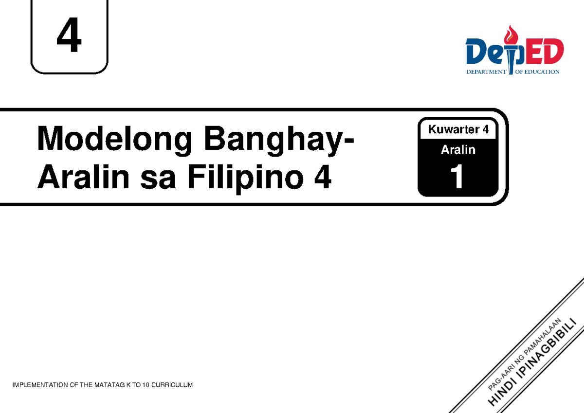 Q4 Filipino 4: Lesson Plan for Week 4 on MATATAG K to 10 Curriculum ...