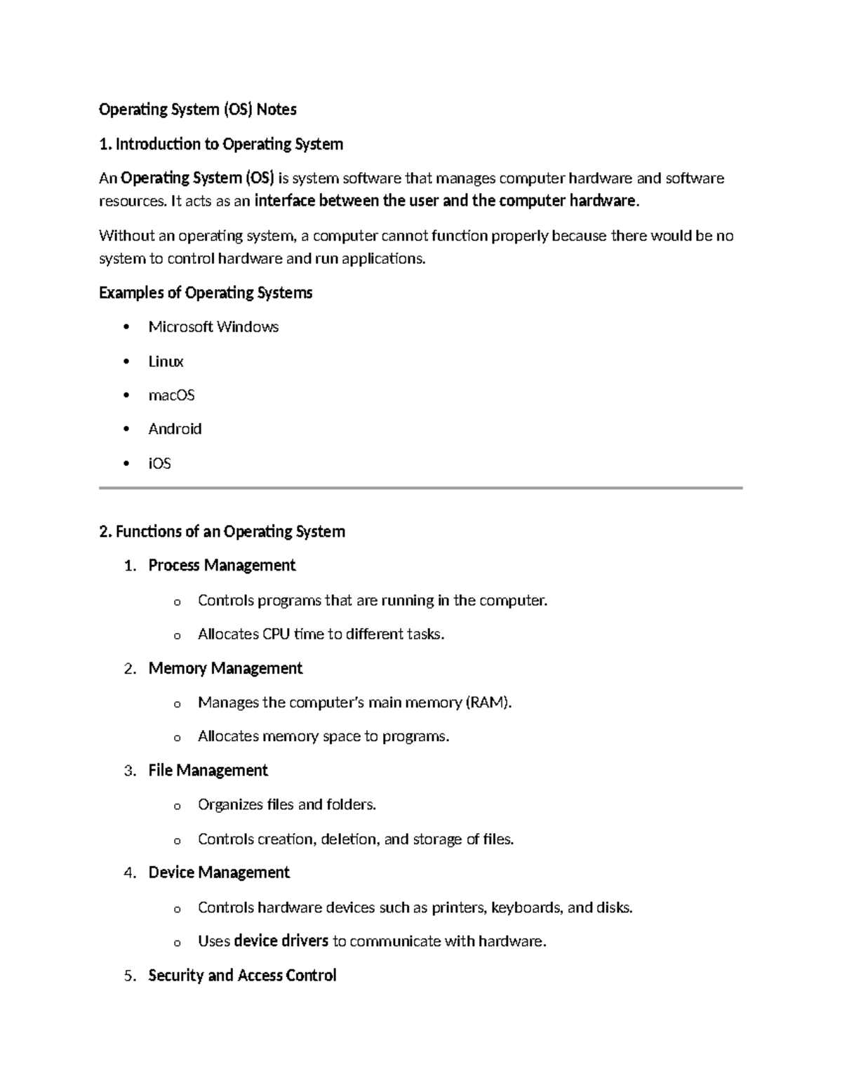 OS Notes: Introduction, Functions, Types & Components of Operating ...