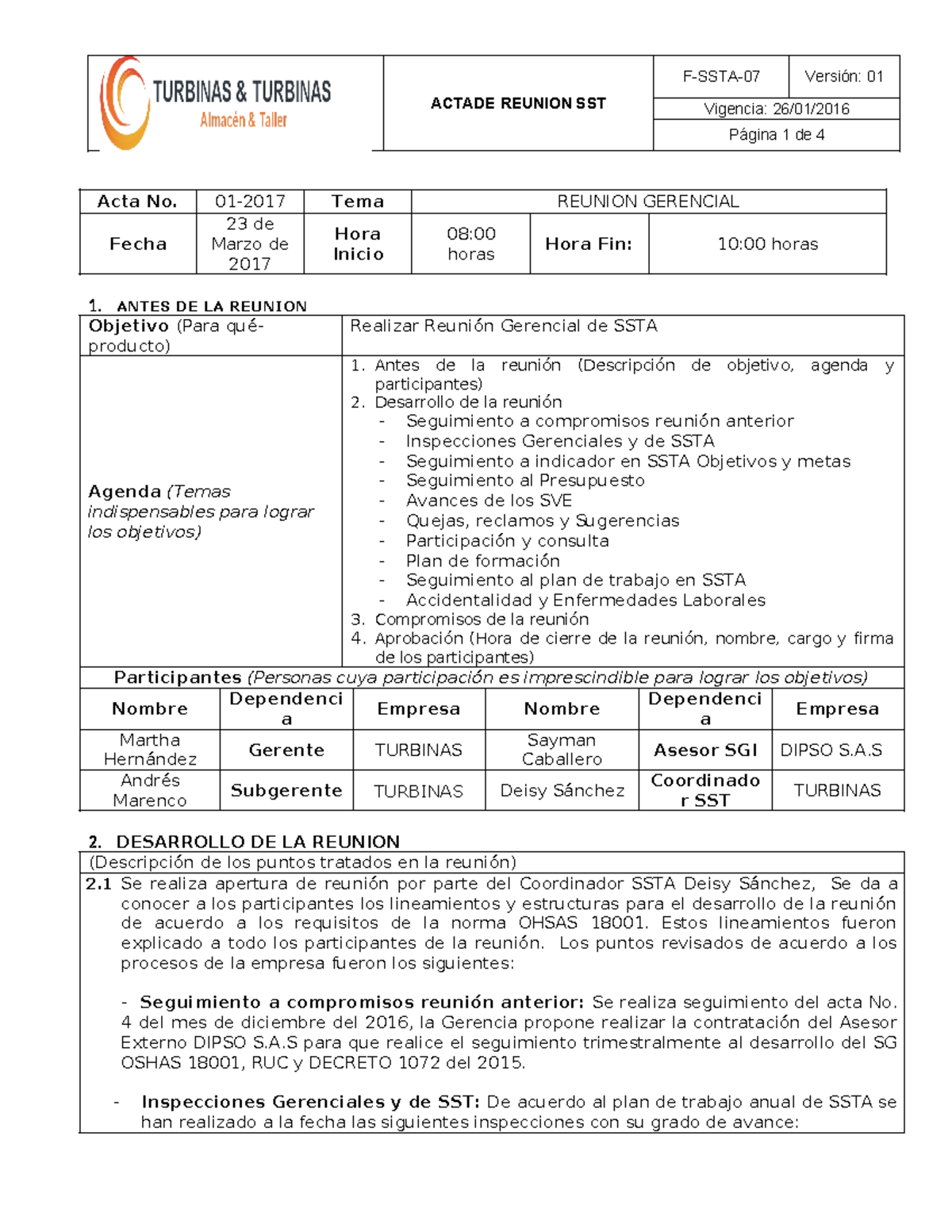 Acta No. 1 -Marzo 2017 - sena sofia plus - ACTADE REUNION SST Vigencia ...
