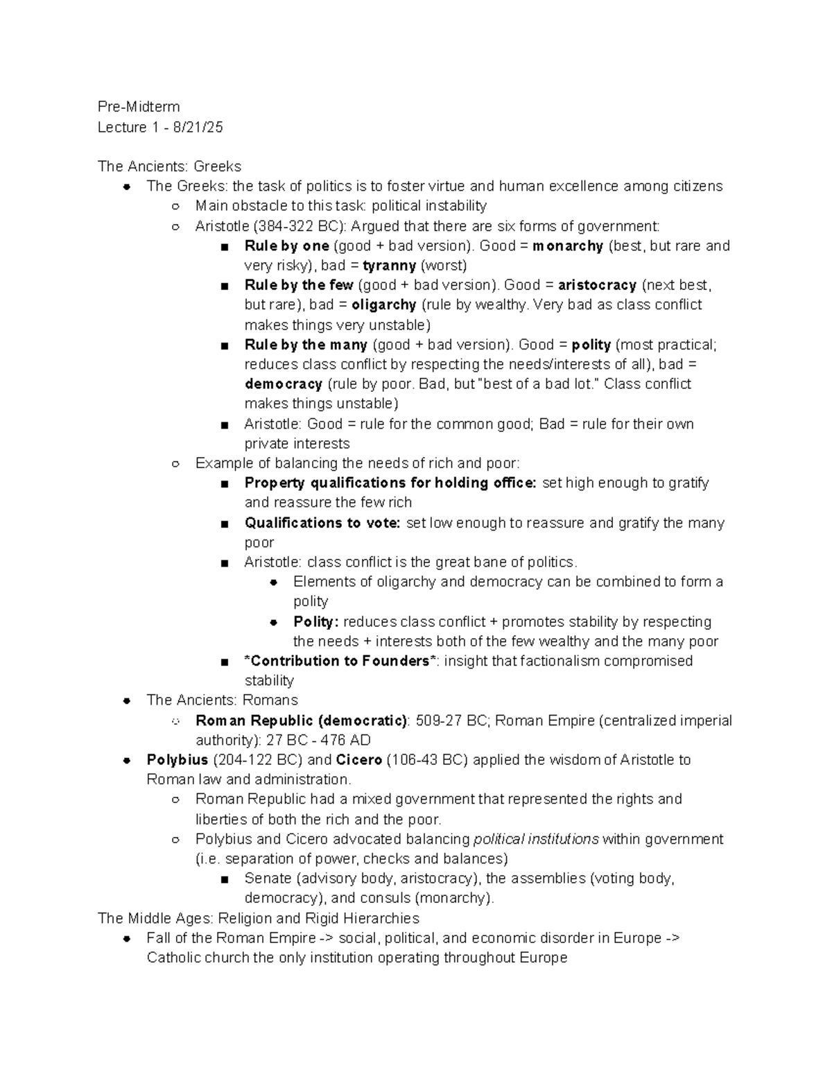 POLI 100 Lecture Notes: The Foundations of Federalism and Governance ...