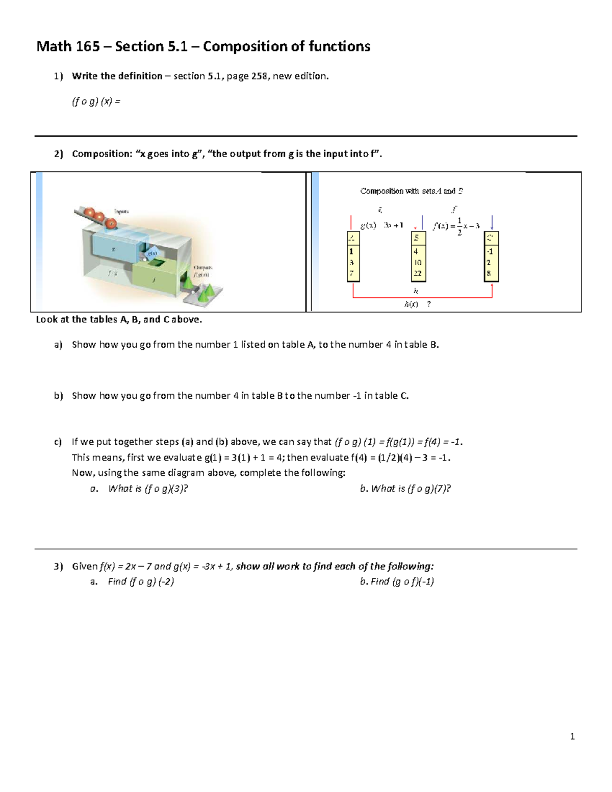 Math 165 Final Exam: Composition of Functions (Section 5.1) - Studocu
