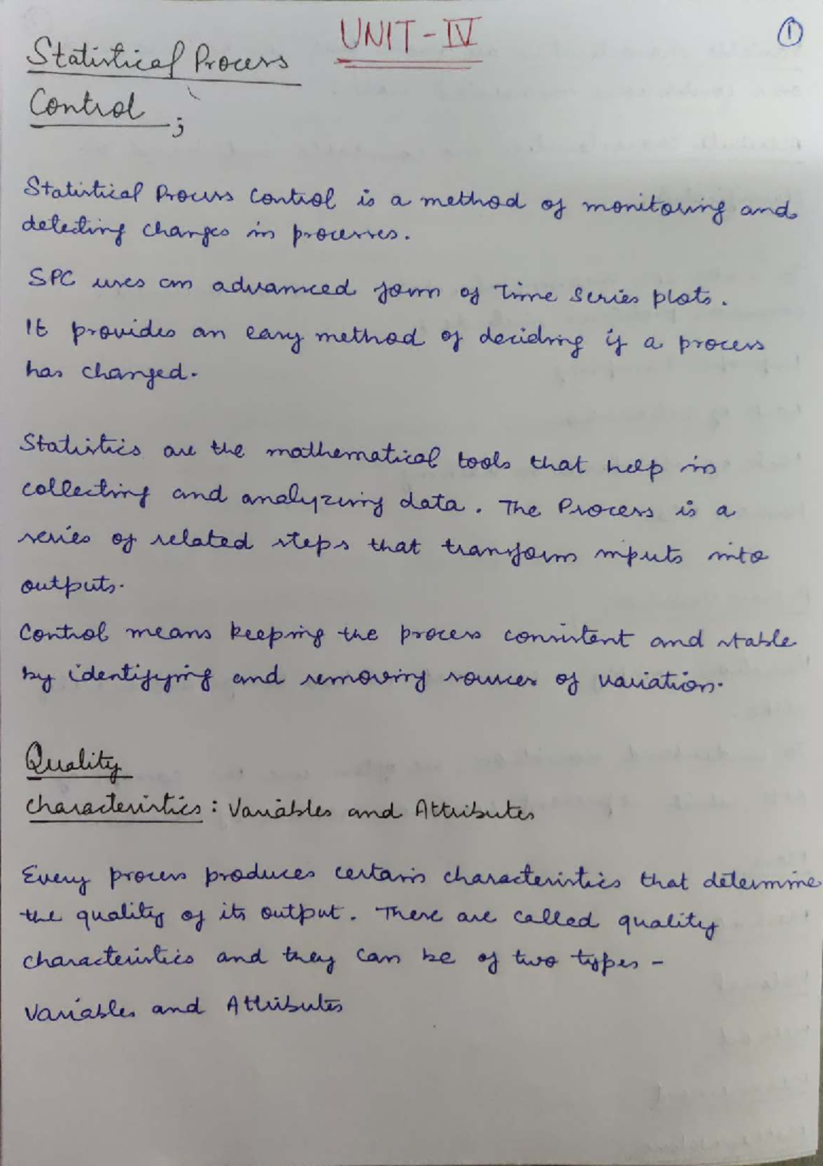 TQM Unit 4 Notes: Quality Control Insights - Studocu