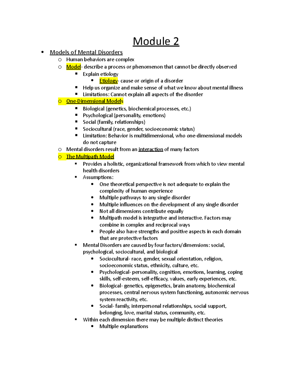 Chapter 2: Exploring the Multipath Model in Abnormal Psychology - Studocu