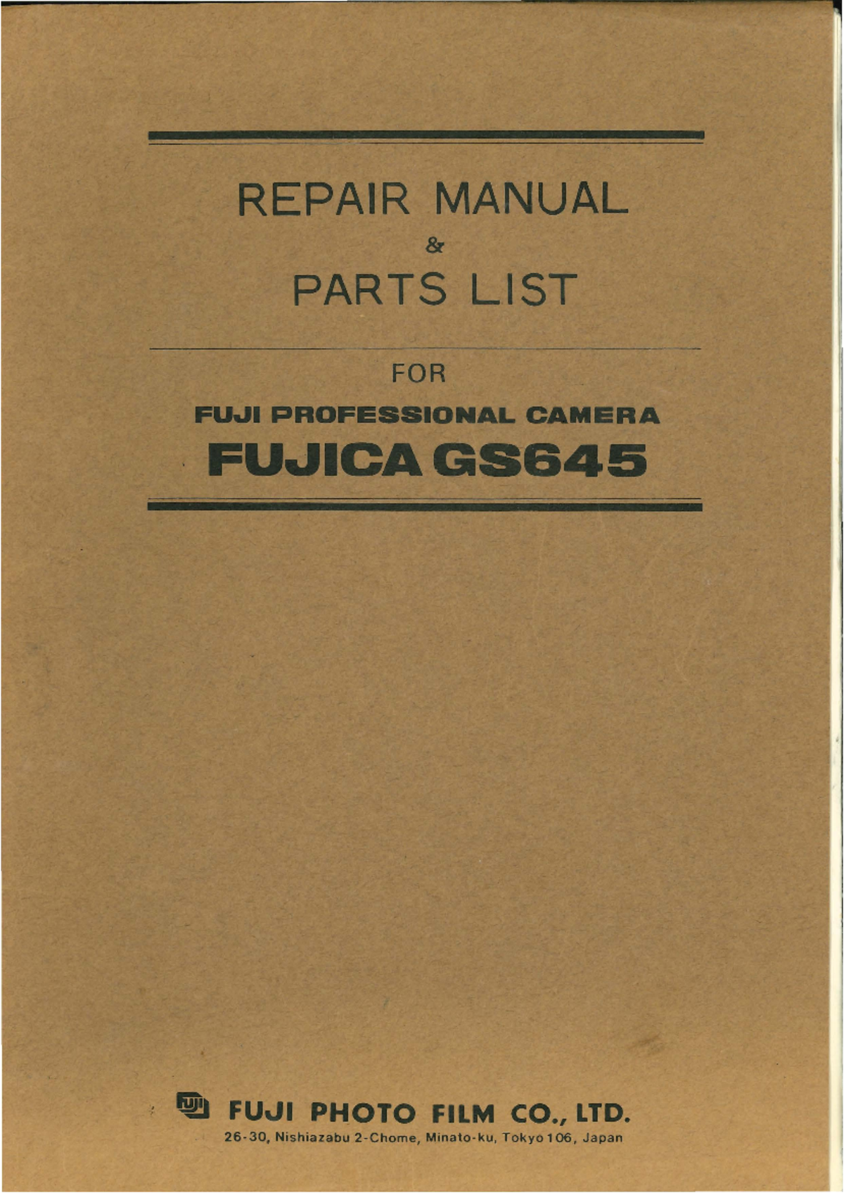 Fuji GS645 Repair Manual & Parts List for Disassembly/Reassembly - Studocu