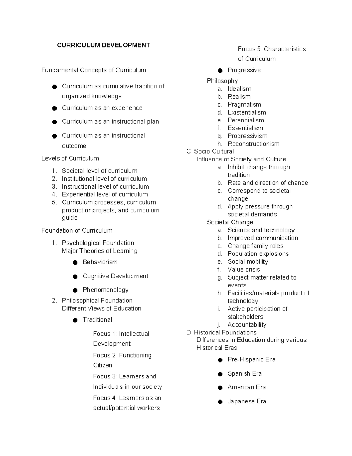 Curriculum Development: Key Concepts and Foundations Overview - Studocu