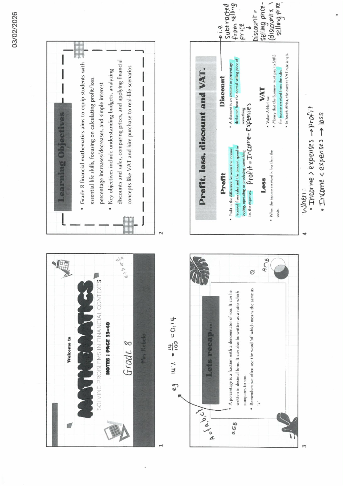 Grade 8 Financial Mathematics: Key Concepts and Exercises - Studocu