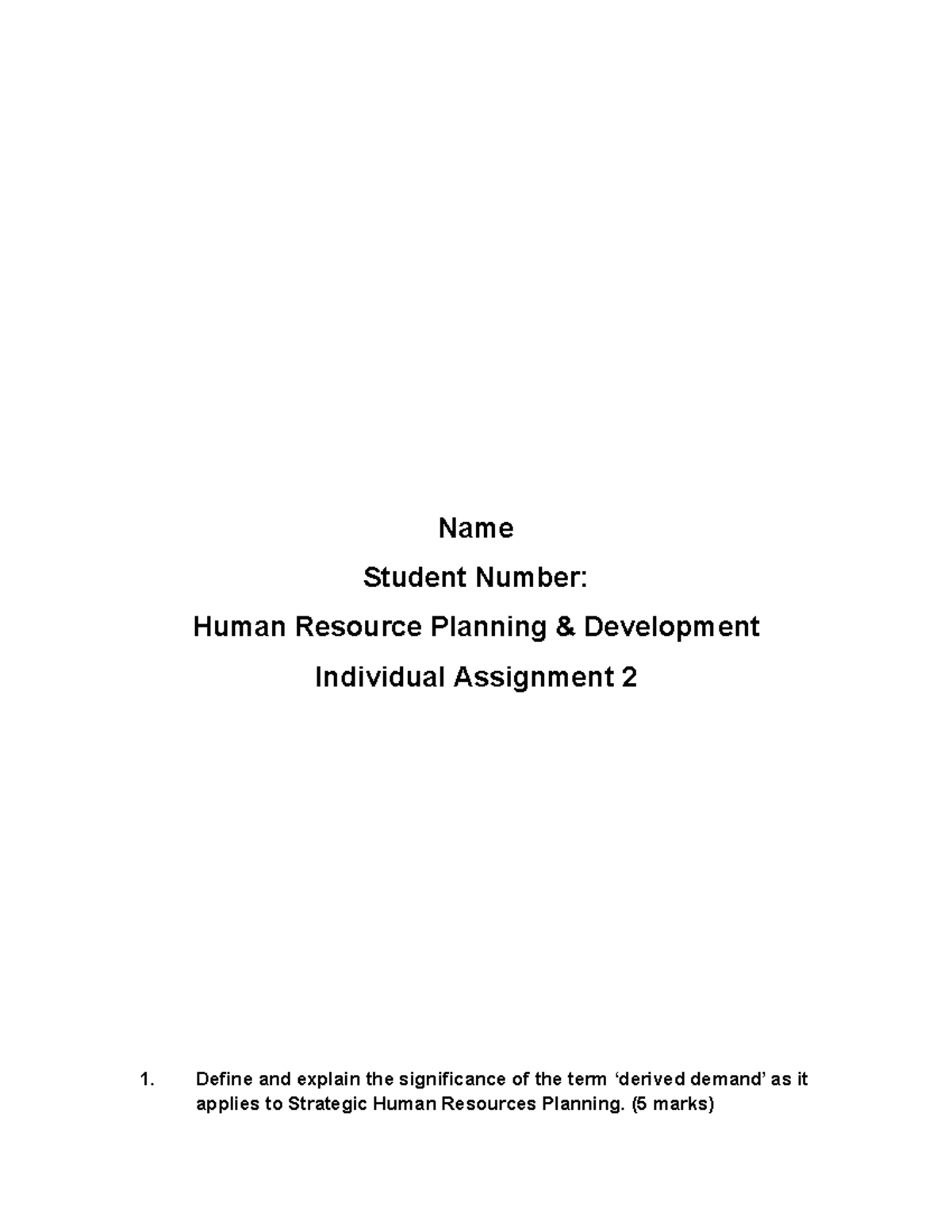 Assignment 2: Human Resource Planning & Development Analysis - Studocu