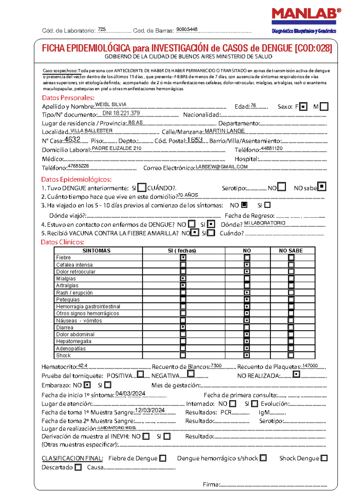 Ficha Epidemiologica Dengue - FICHA EPIDEMIOLÓGICA para INVESTIGACIÓN ...