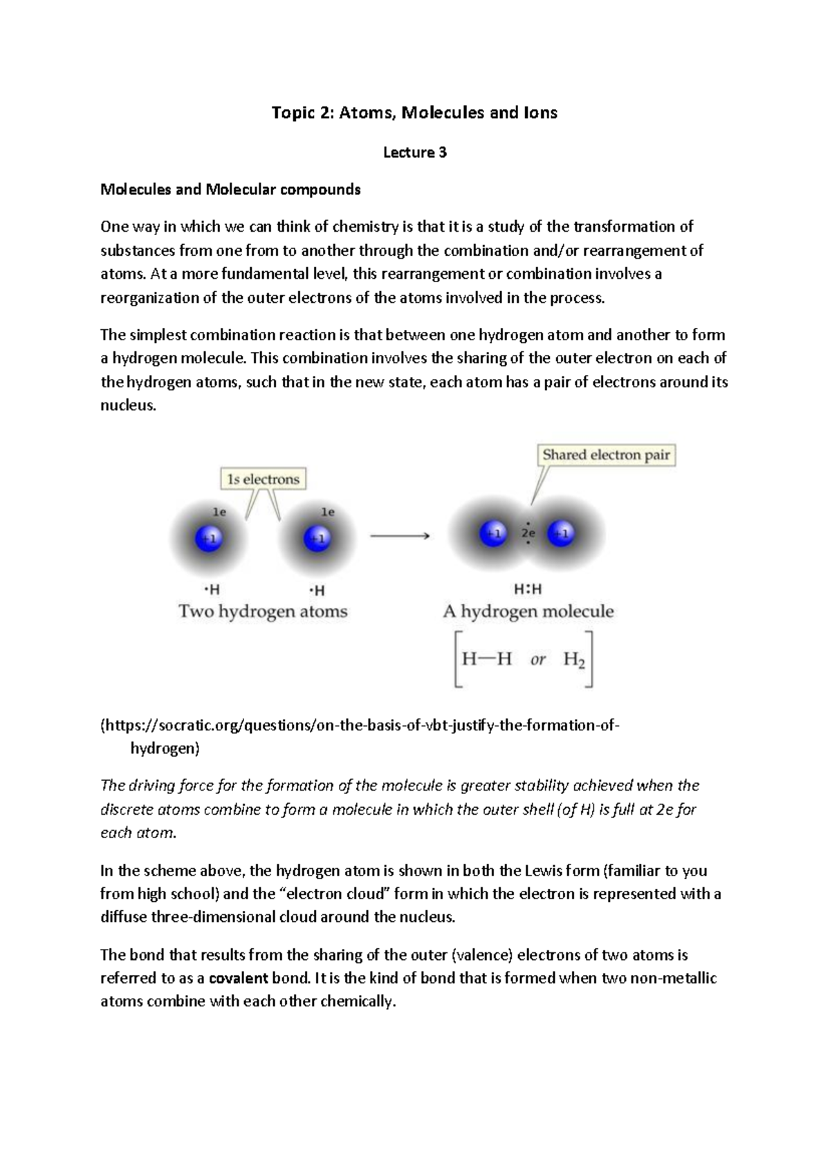 Lecture 3: Atoms, Molecules, and Ions in Chemistry - Studocu