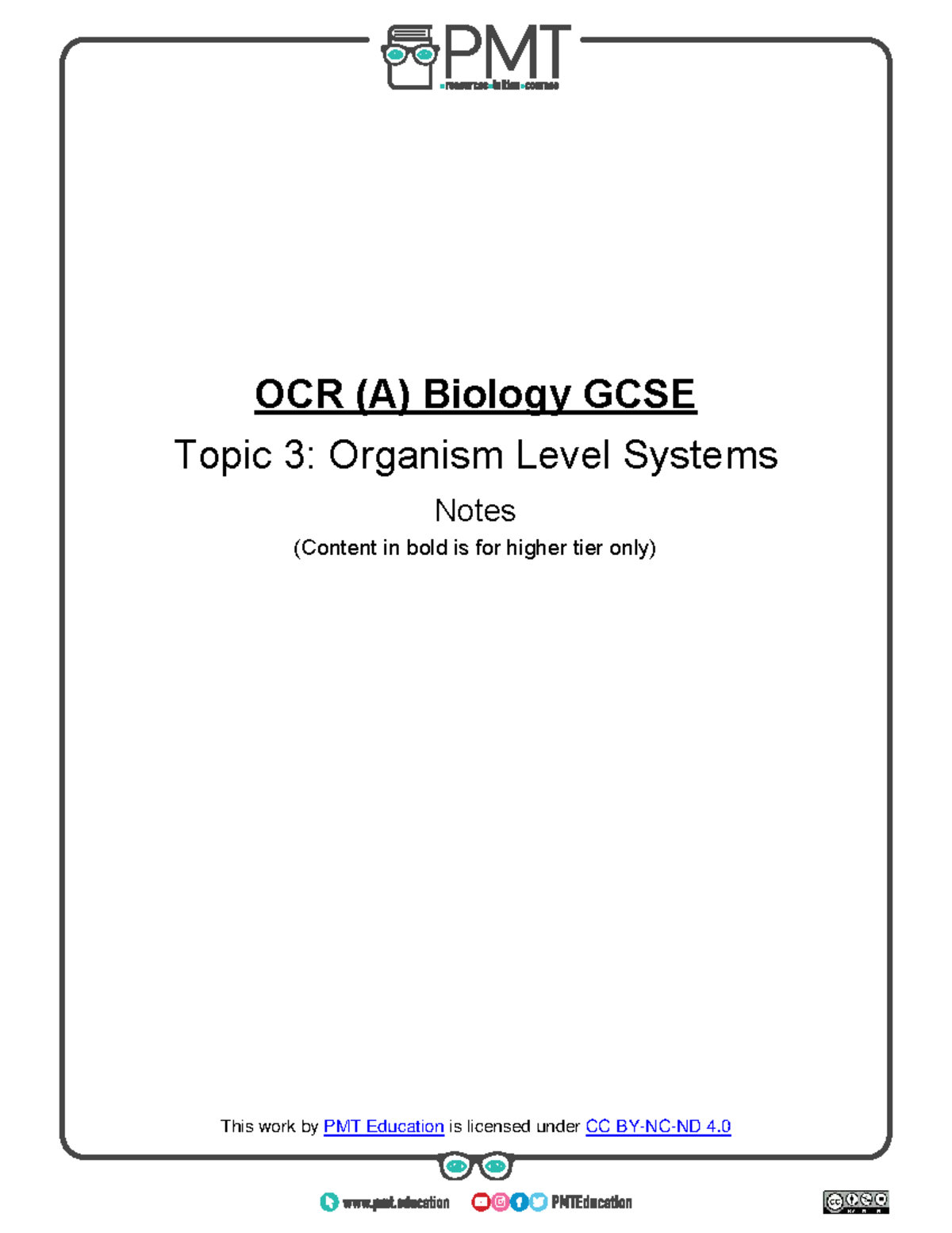 OCR (A) Biology GCSE B3: Organism Level Systems Study Notes - Studocu