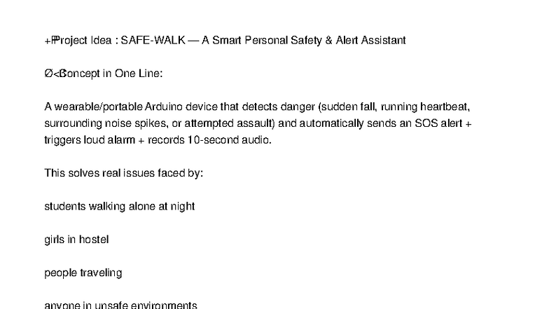 Smart Personal Safety Alert System: Arduino-Based SOS Device - Studocu