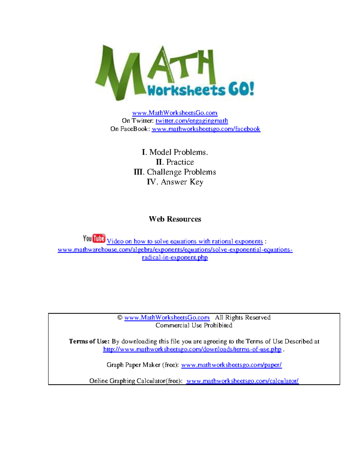 Solve equations with rational exponents worksheet - MathWorksheetsGo On Twitter: - Studocu