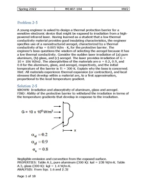 ME407-104-HW8 solution - Thermal Entry Length and Energy Balance - Studocu