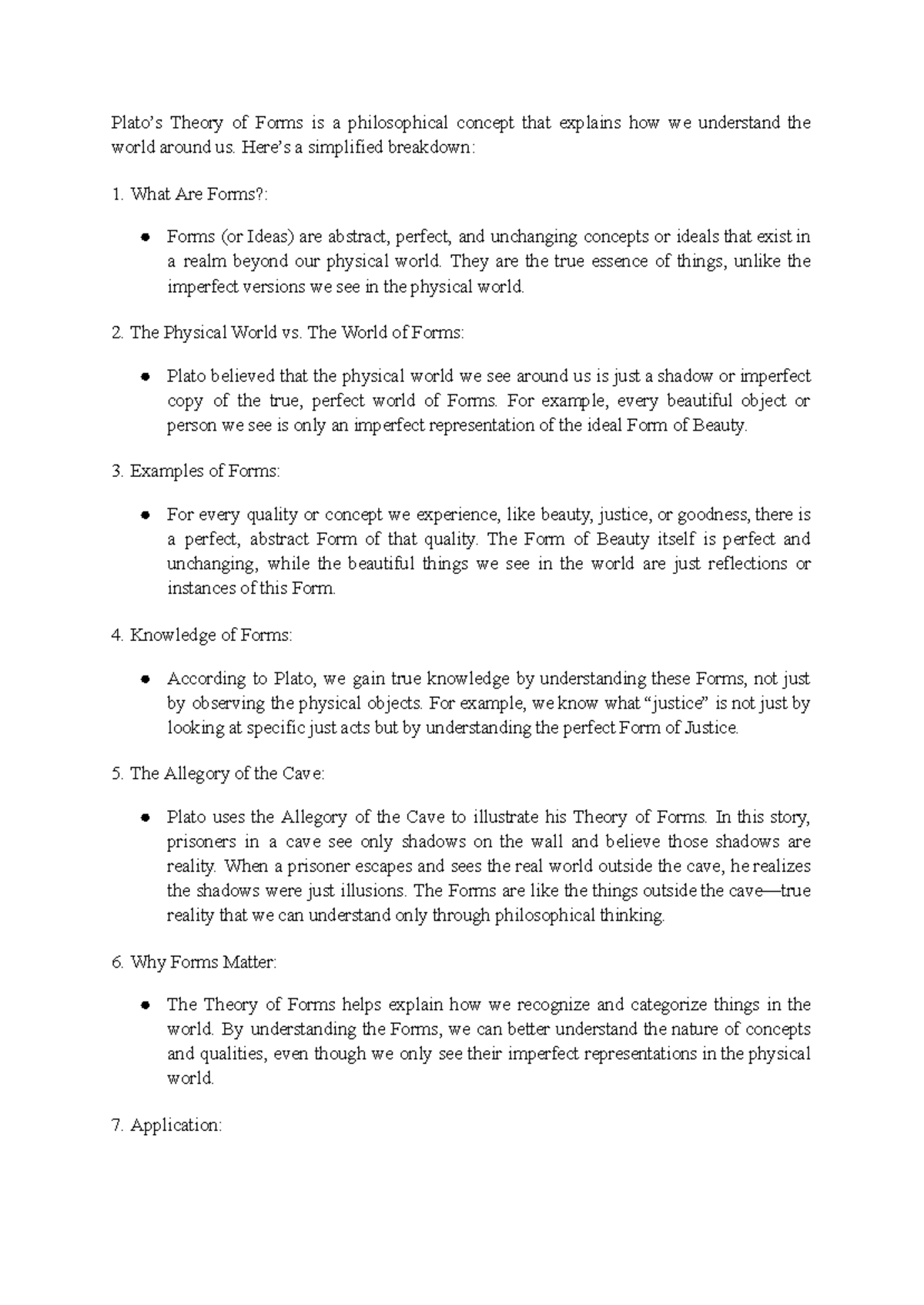 Plato's Theory of Forms - Basic Overview and Key Concepts - Studocu