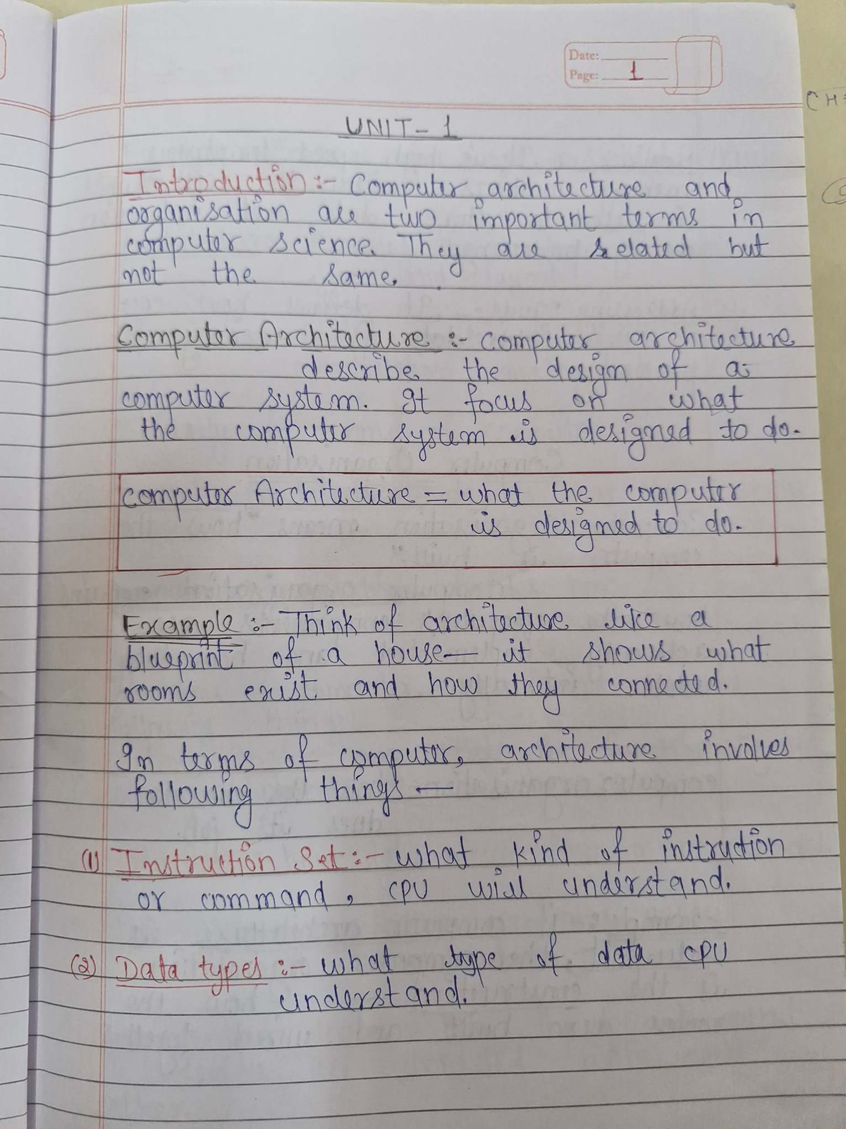 COA 101 - Computer Architecture & Organisation Unit 1 Notes - Studocu