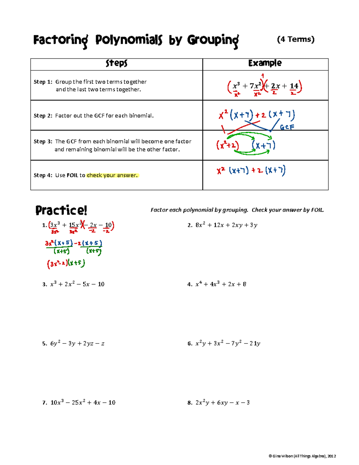 Factoring Polynomials: Grouping Steps and Examples (Math 101) - Studocu