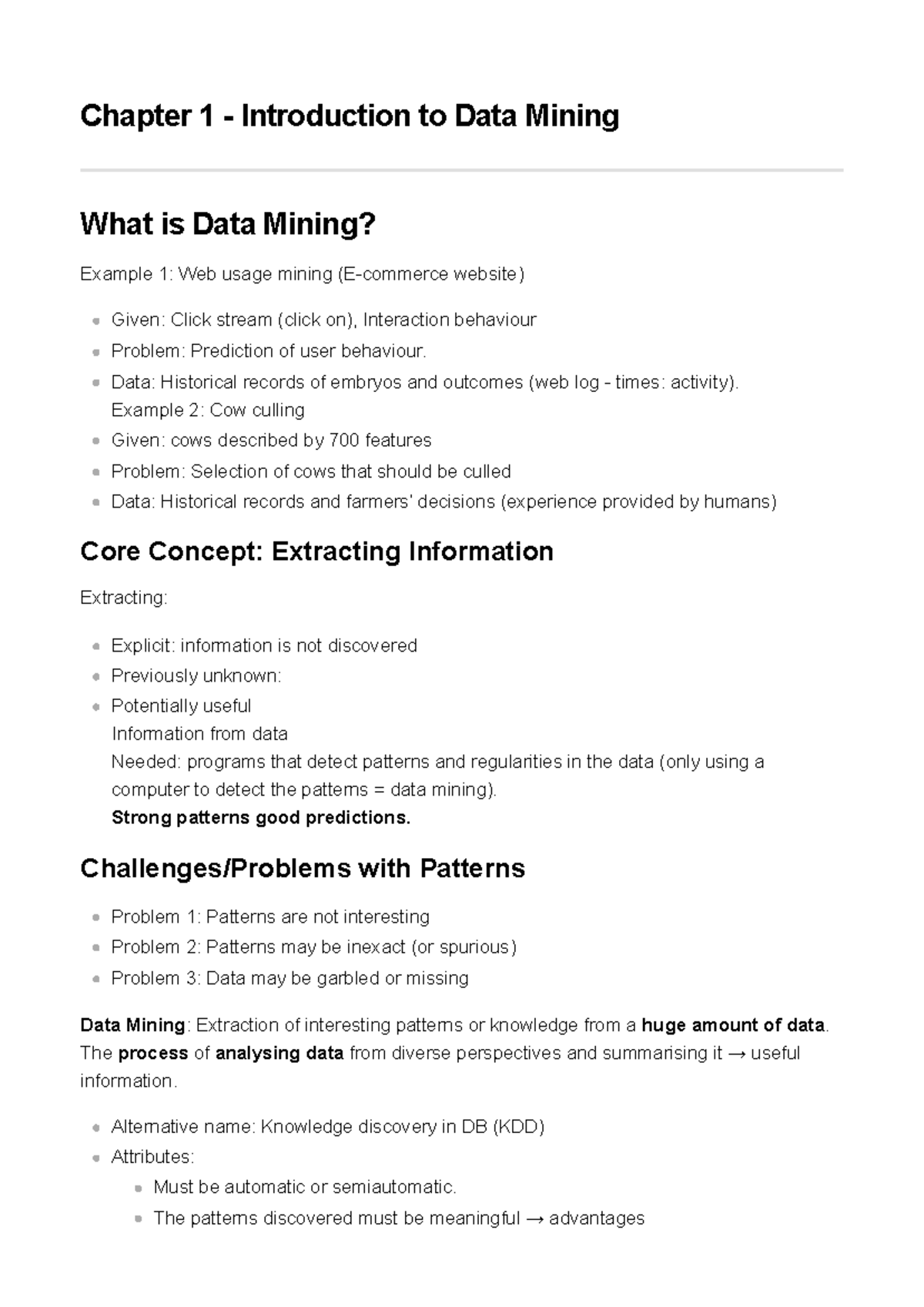 Chapter 1 - Intro to Data Mining: Concepts & Techniques - Studocu