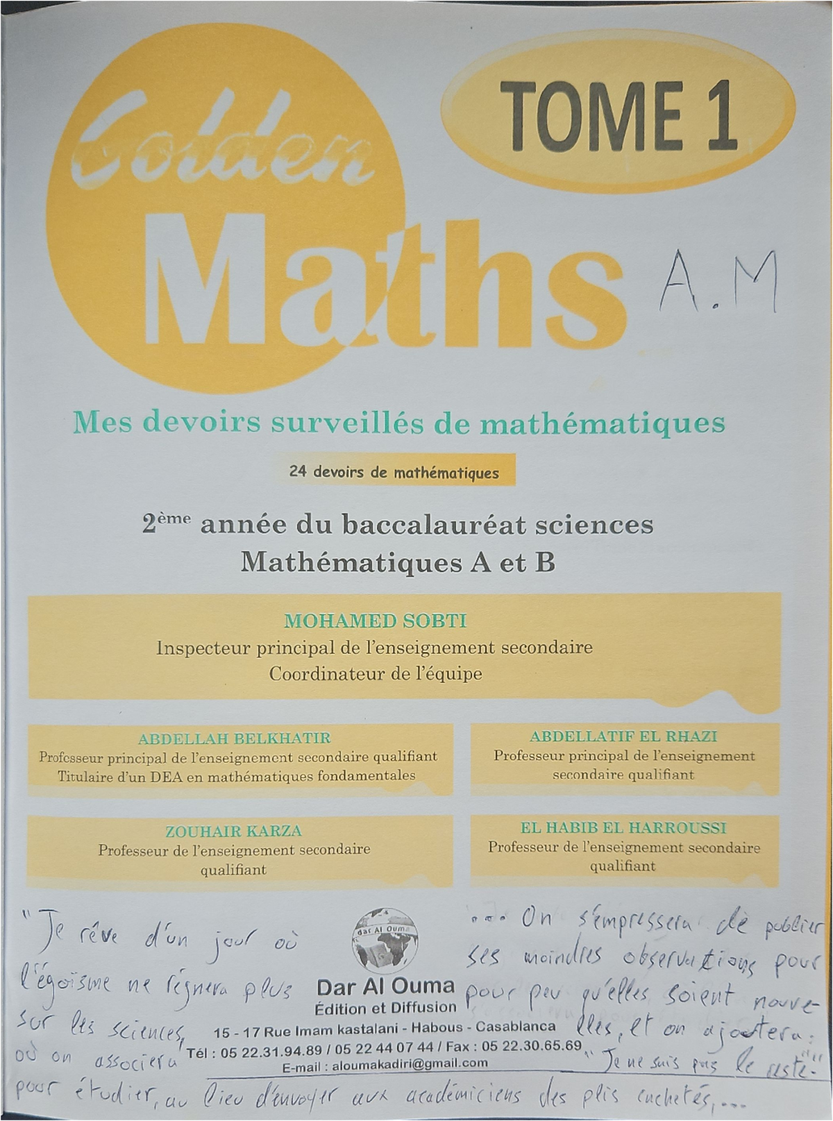 Golden Maths Tome 1: Devoirs Surveillés 2è année Bac Sciences Mathématiques - Studocu