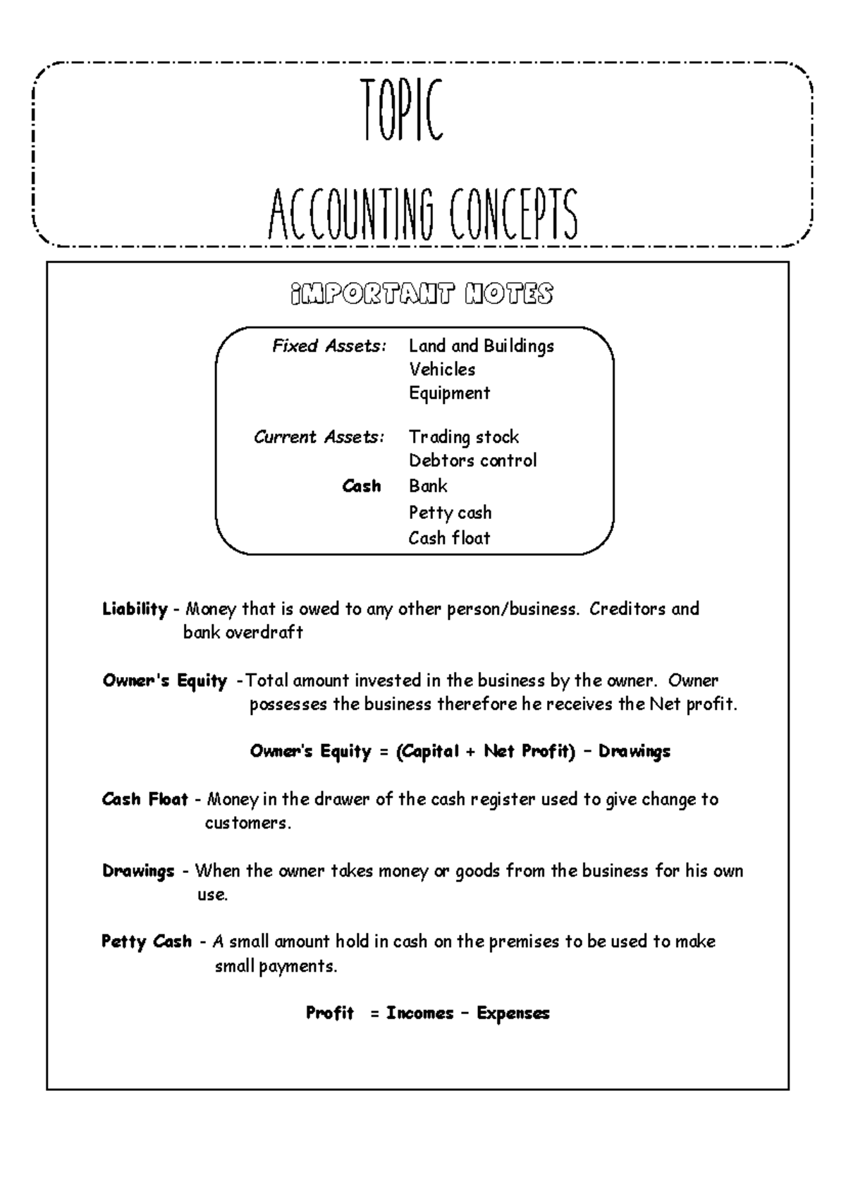 GRADE 8 EMS Financial Literacy: Key Accounting Concepts & Notes - Studocu