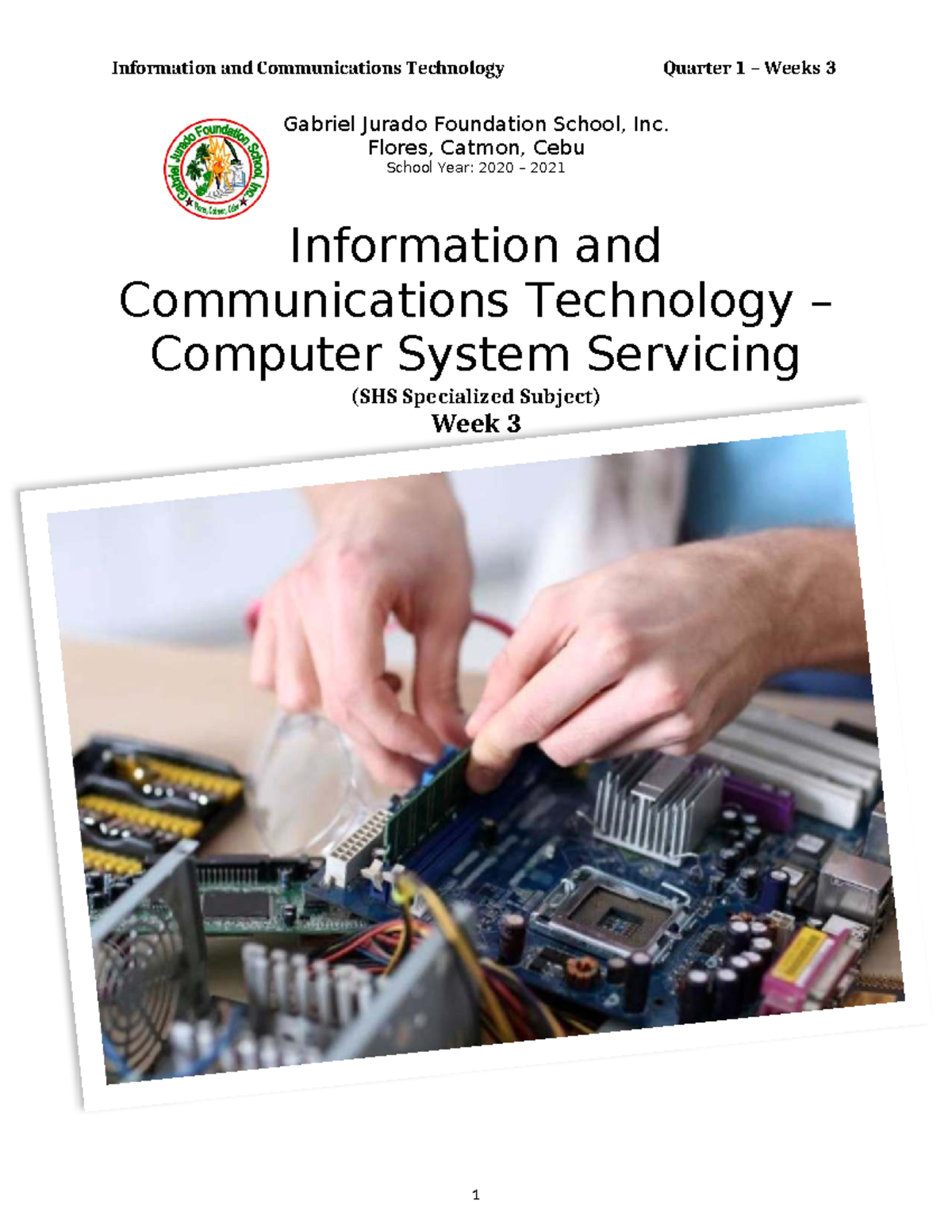 ICT Computer System Servicing Q1 Week 3: PC Disassembly Guide - Studocu
