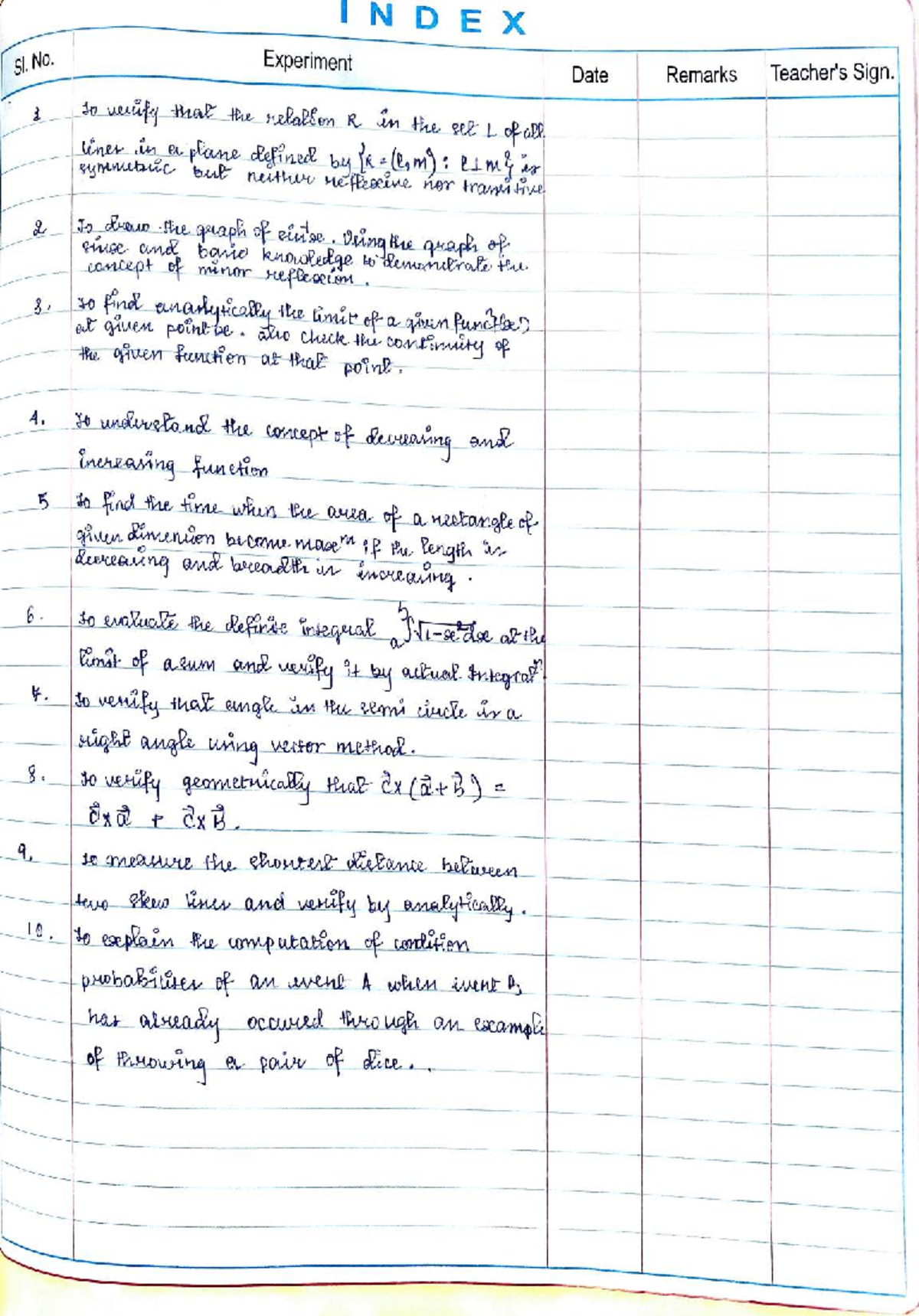 Maths Practical Class - 12: Experiments on Functions and Geometry - Studocu