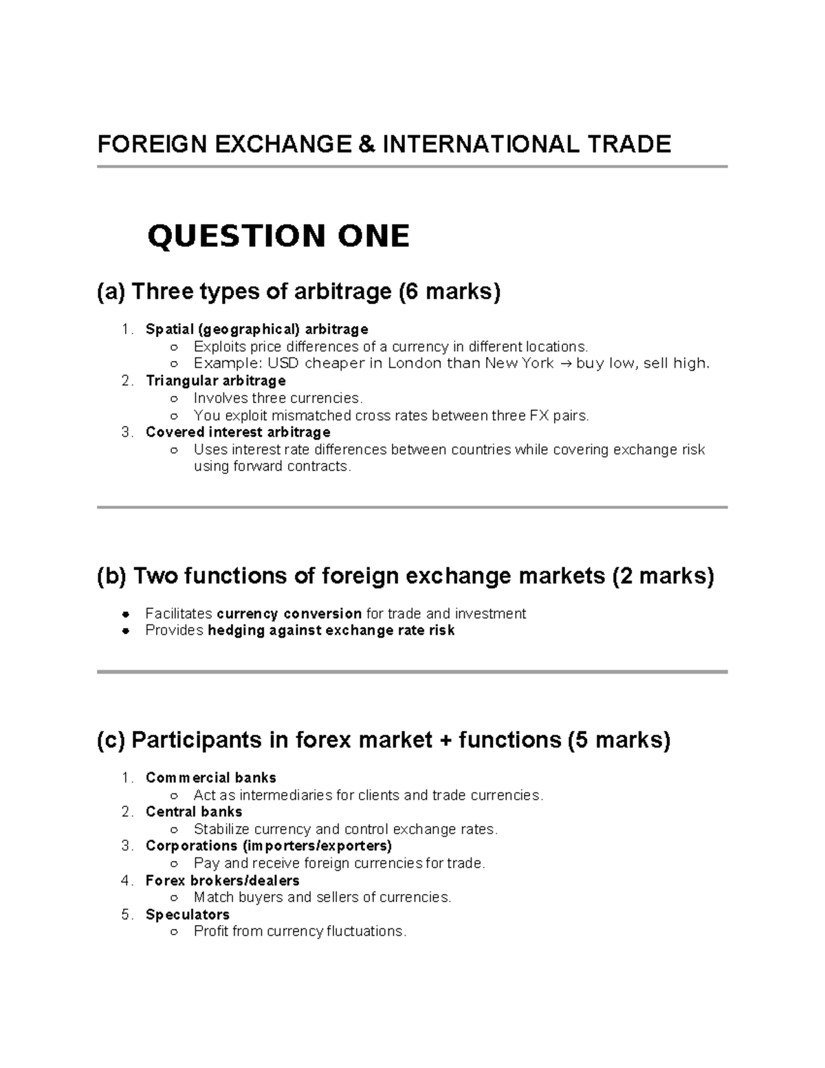 Q&A FEIT - Foreign Exchange & International Trade Insights - Studocu