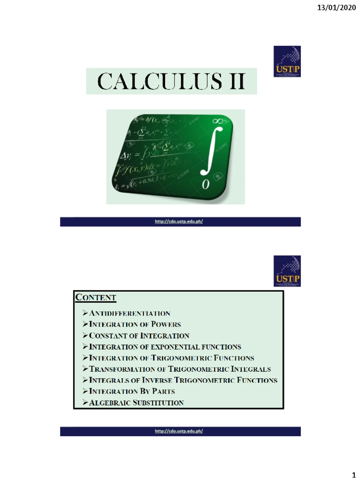 MATH121 - Calculus 2 - Syllabus - University of Science and Technology ...