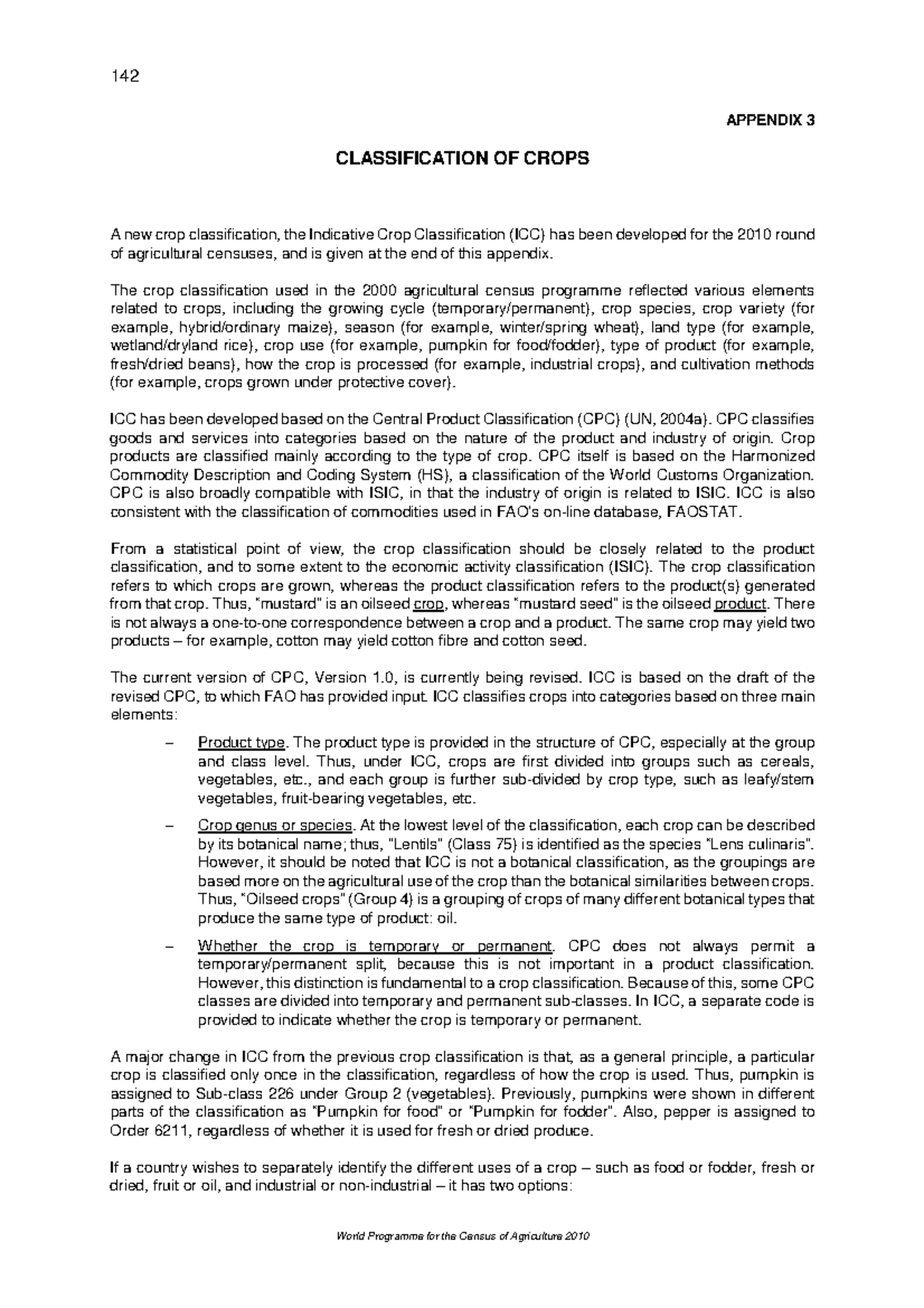 Classification OF Crops - APPENDIX 3 CLASSIFICATION OF CROPS A new crop ...