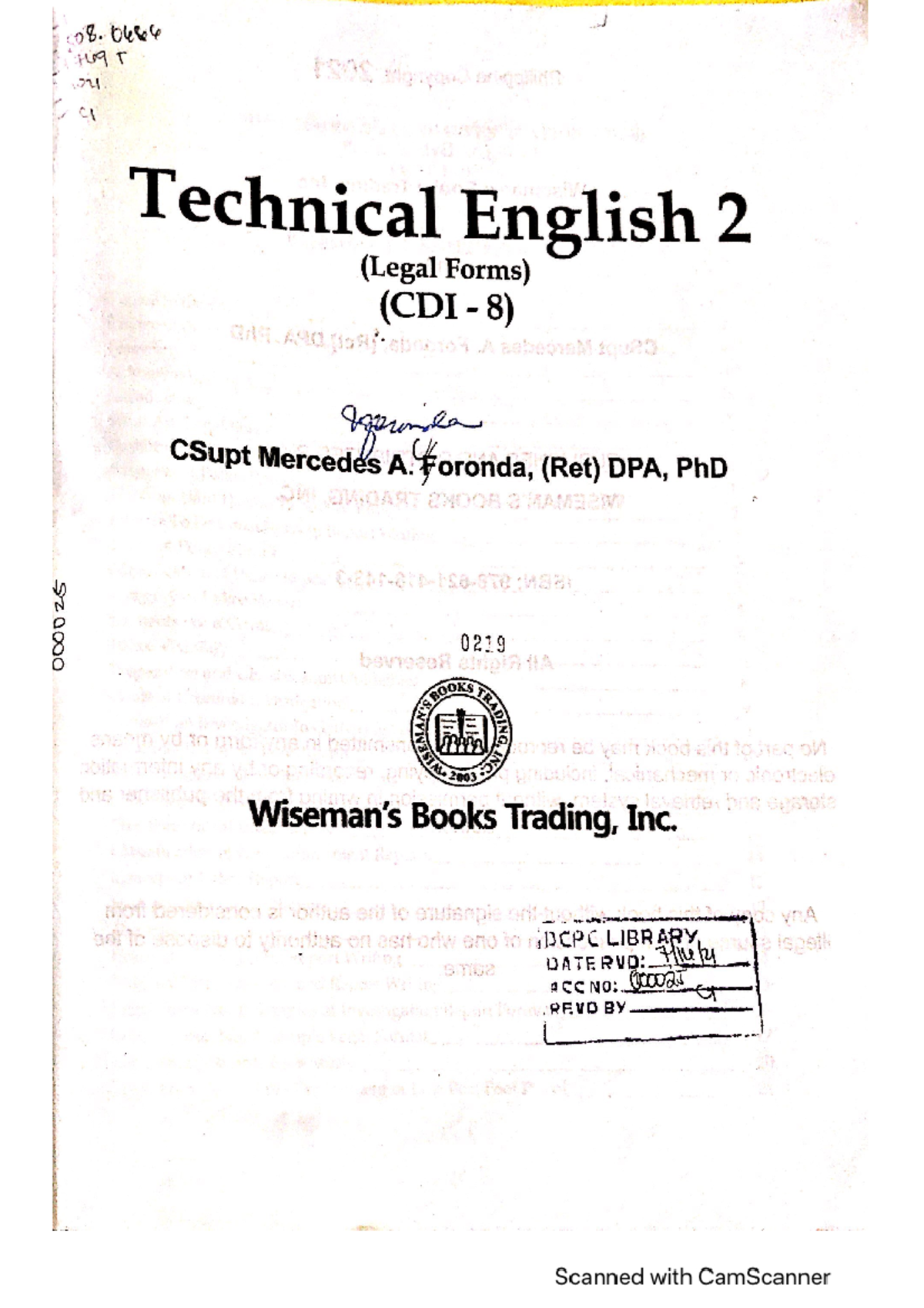 CDI 8 Technical English 2 Legal Forms Course Materials - Studocu