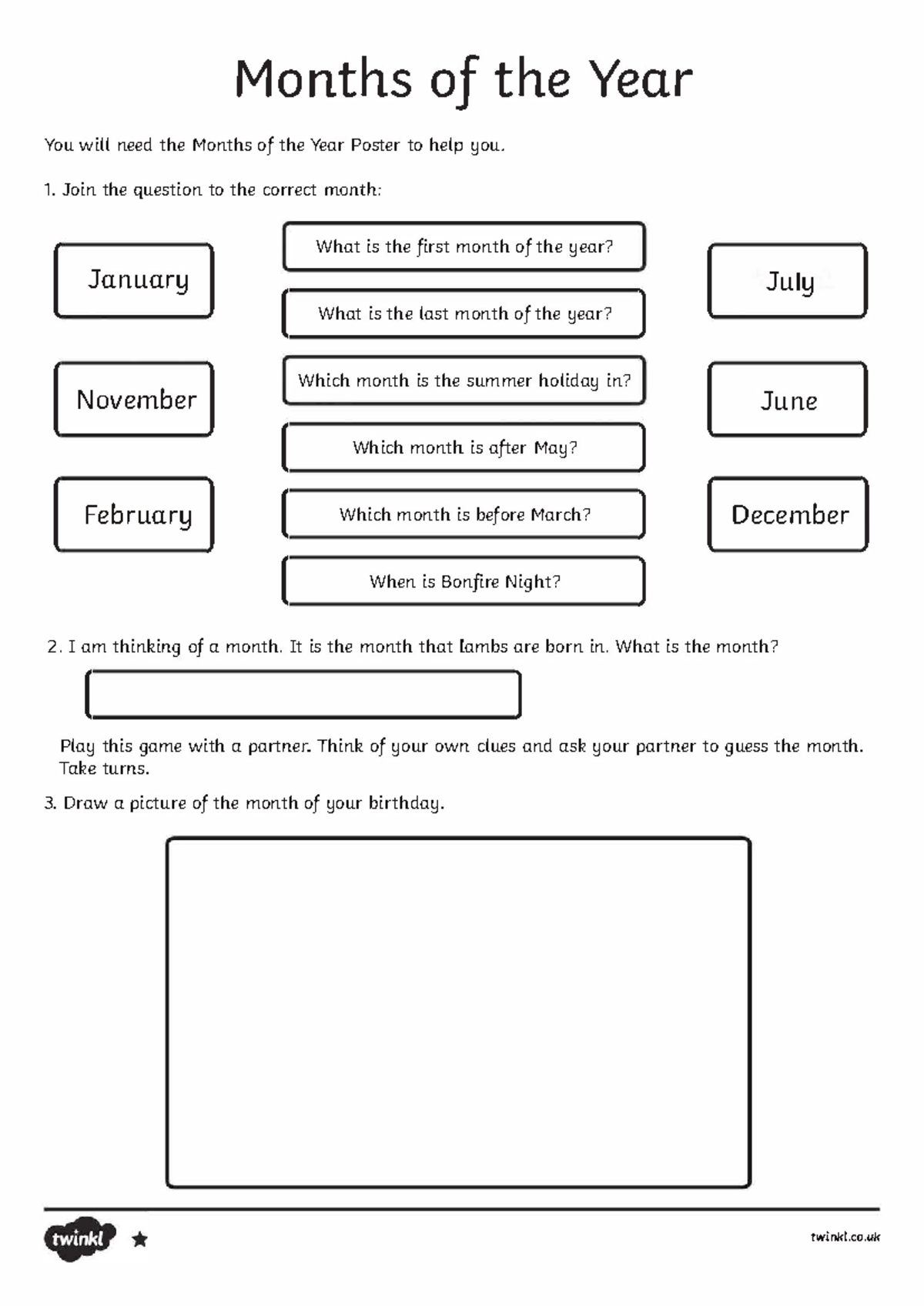 Months of the Year Activity Sheet for Engaging Learning - Studocu
