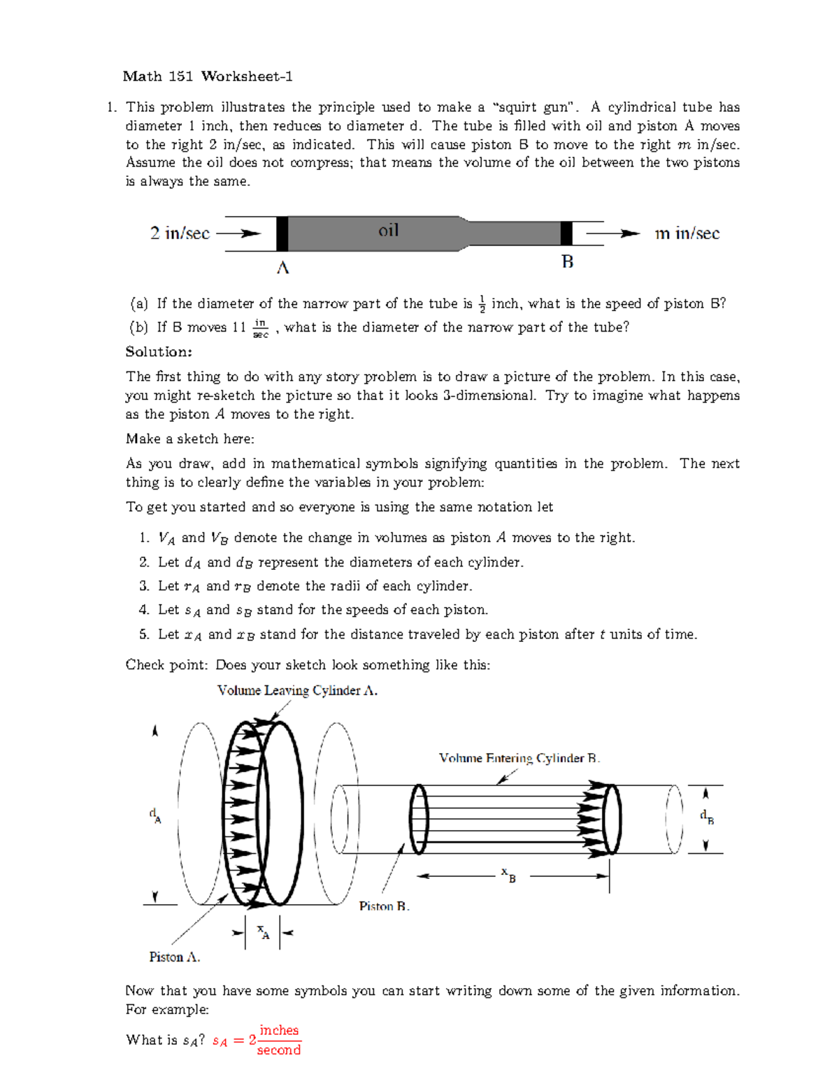 Math 151 Worksheet 1 Solutions - Squirt Gun Principle Analysis - Studocu