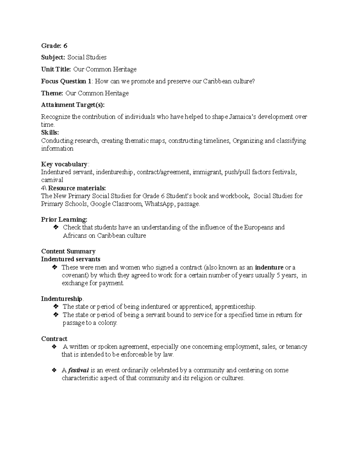 Final Group 1 Social Studies Lesson Plan for Grade 6 - Sept 2022 - Studocu
